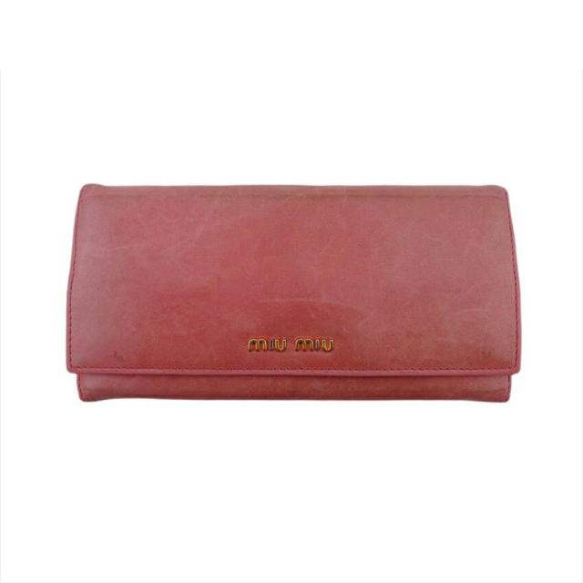 【BIGお買い物ラリー★30%OFFセール中】ミュウミュウ MIUMIU 長財布 ピンク レディース 中古