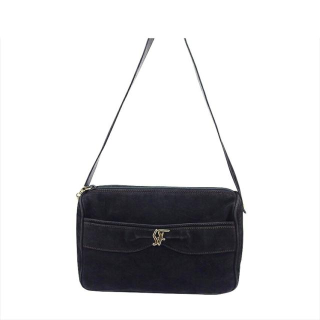 【X'masセール★30%OFF】サルヴァトーレフェラガモ Salvatore Ferragamo ショルダーバッグ ブラック×ゴールド レディース 中古