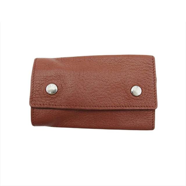 【BIGお買い物ラリー★30%OFFセール中】エルメス HERMES キーケースセリエ エチュイクレ6 ブラウン×シルバー レディース 中古