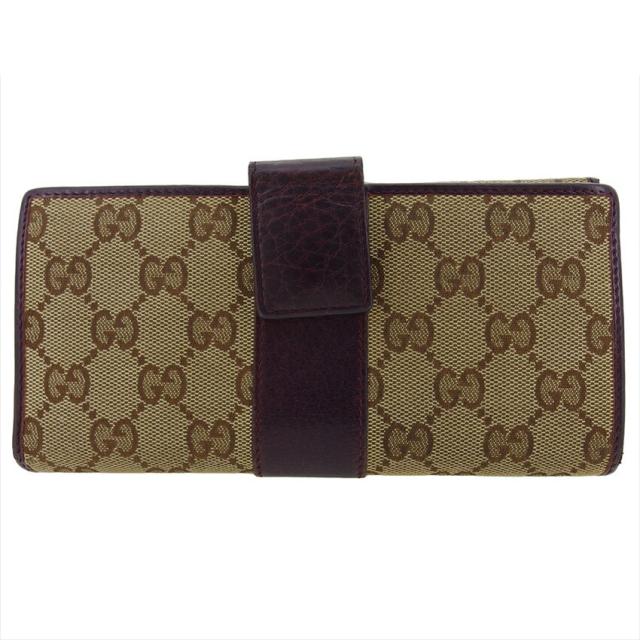 【BIGお買い物ラリー★30%OFFセール中】グッチ GUCCI 長財布GGキャンバス ベージュ ブラウン シルバー レディース 中古