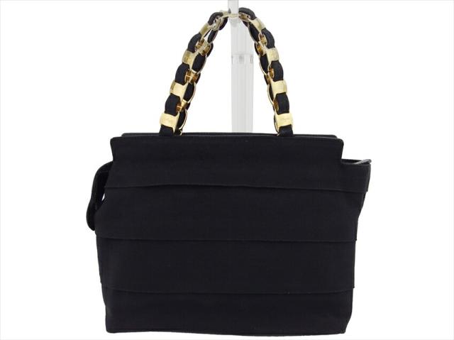 【BIGお買い物ラリー★30%OFFセール中】サルヴァトーレフェラガモ Salvatore Ferragamo ハンドバッグヴァラチェーン ティアード ブラック ゴールド レディース 中古