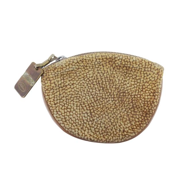 【BIGお買い物ラリー★30%OFFセール中】ボルボネーゼ BORBONESE ポーチうずら柄 redwallタグ付き ブラウン ベージュ ゴールド レディース 中古