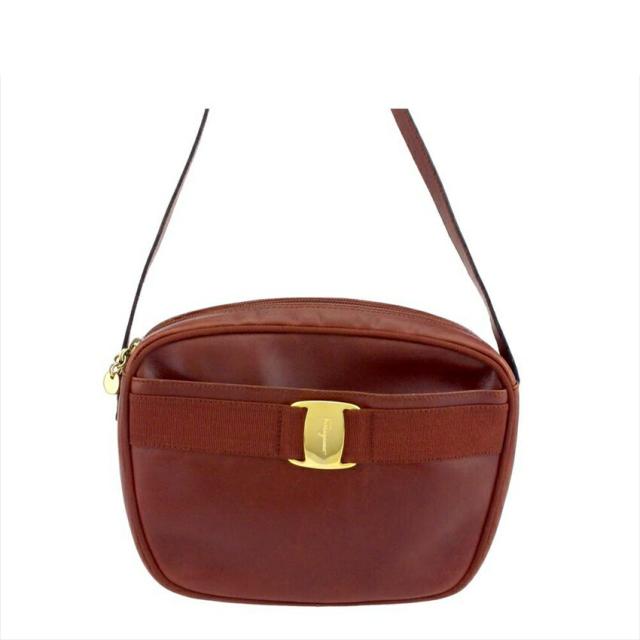 【X'masセール★30%OFF】サルヴァトーレフェラガモ Salvatore Ferragamo ショルダーバッグヴァラ ブラウン ゴールド レディース 中古