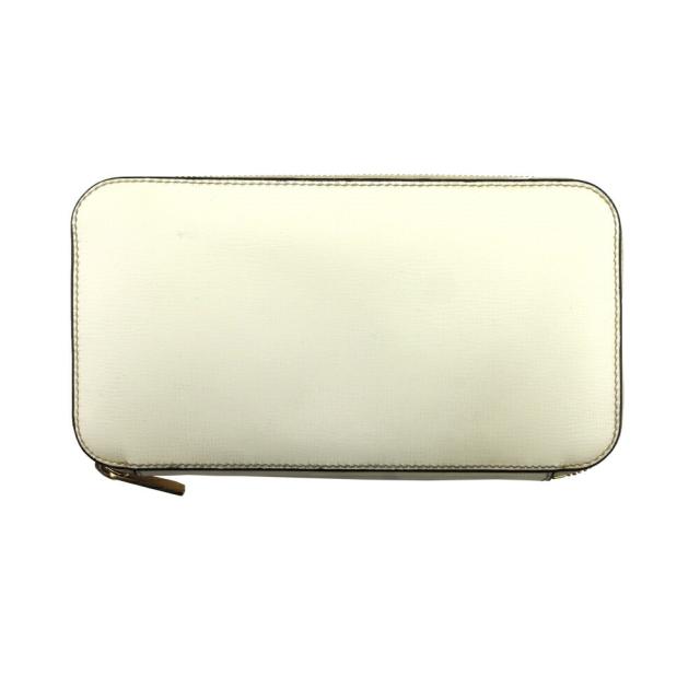 【BIGお買い物ラリー★30%OFFセール中】ヴァレクストラ Valextra 長財布 ラウンドジップ12カード ホワイト 白 ゴールド レディース 中古