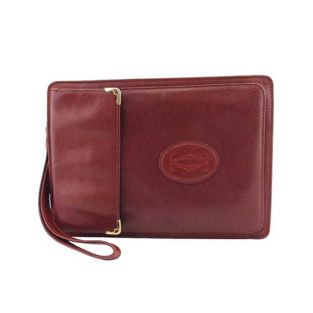 【BIGお買い物ラリー★30%OFFセール中】カルティエ CARTIER クラッチバッグマストライン マストライン ボルドー×ゴールド レディース 中古