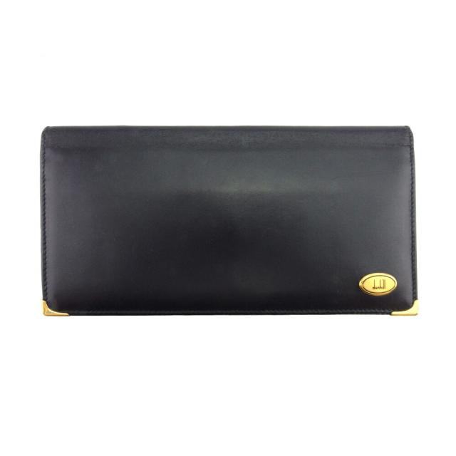 【BIGお買い物ラリー★30%OFFセール中】ダンヒル Dunhill 札入れ ブラック×ゴールド レディース 中古