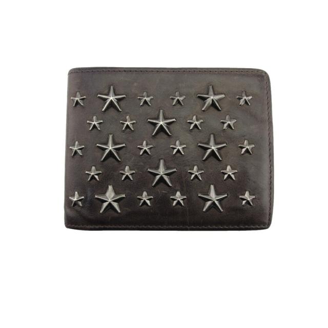 【BIGお買い物ラリー★30%OFFセール中】ジミーチュウ JIMMY CHOO 札入れスタースタッズ グレー 灰色 ブラウン シルバー レディース 中古