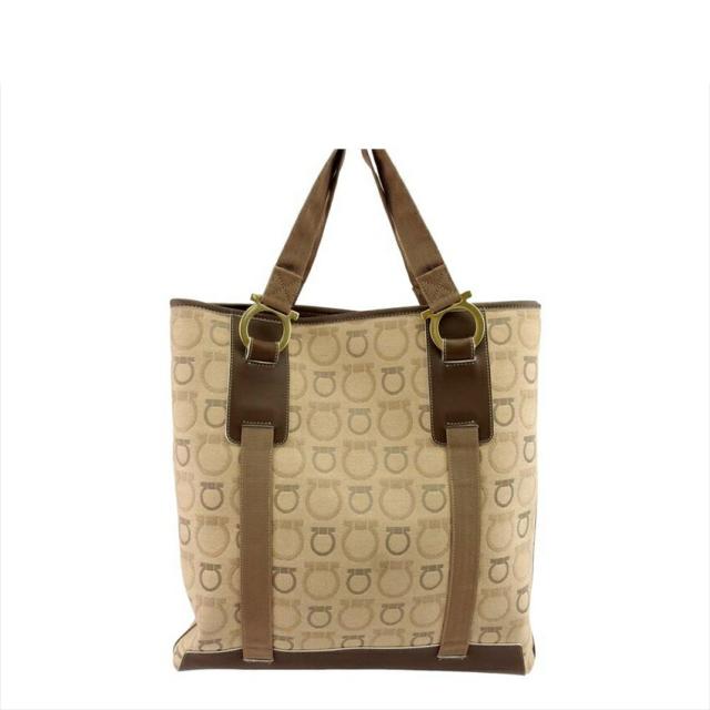 【X'masセール★30%OFF】サルヴァトーレフェラガモ Salvatore Ferragamo ショルダーバッグガンチーニ ベージュ ブラウン グレー 灰色 レディース 中古