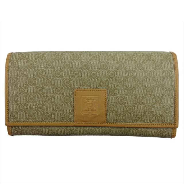 【X'masセール★30%OFF】セリーヌ CELINE 長財布マカダム ベージュ ブラウン ゴールド レディース 中古
