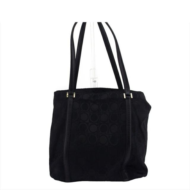 【X'masセール★30%OFF】サルヴァトーレフェラガモ Salvatore Ferragamo トートバッグガンチーニ ブラック シルバー レディース 中古
