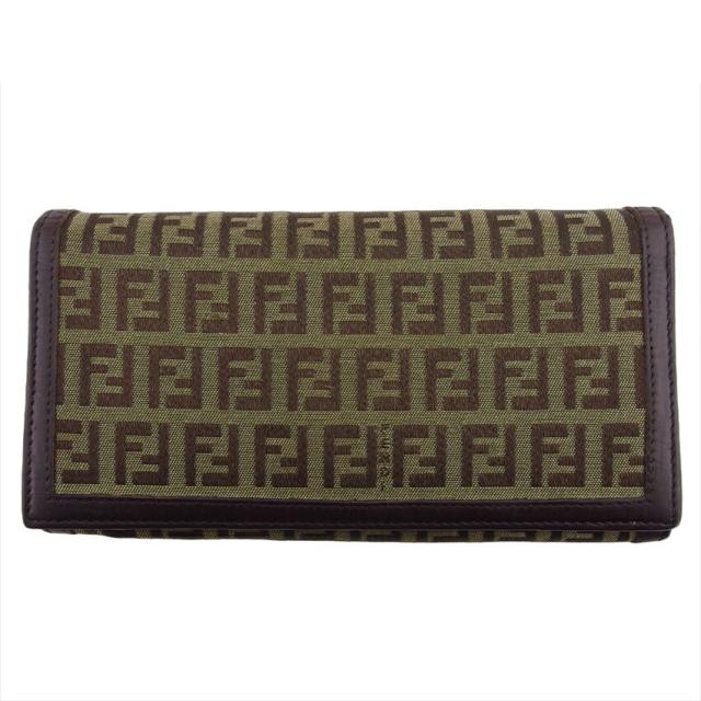 【X'masセール★30%OFF】フェンディ FENDI 長財布ズッキーノ ブラウン ベージュ系 レディース 中古