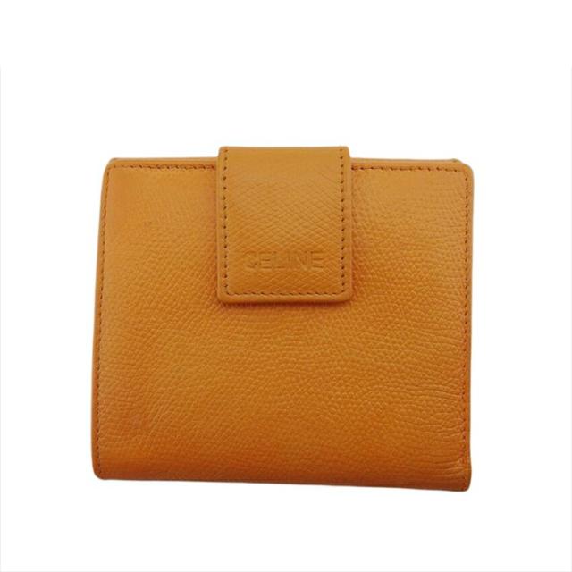 【BIGお買い物ラリー★30%OFFセール中】セリーヌ CELINE 二つ折り財布 オレンジ レディース 中古