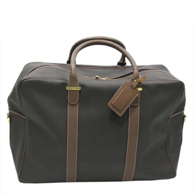 【X'masセール★30%OFF】ダンヒル Dunhill ボストンバッグヘリンボーン グレー 灰色 ブラウン ゴールド レディース 中古