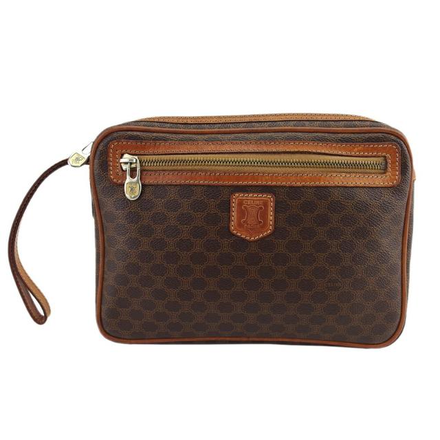 【BIGお買い物ラリー★30%OFFセール中】セリーヌ CELINE クラッチバッグマカダム ブラウン　ダークブラウン レディース 中古