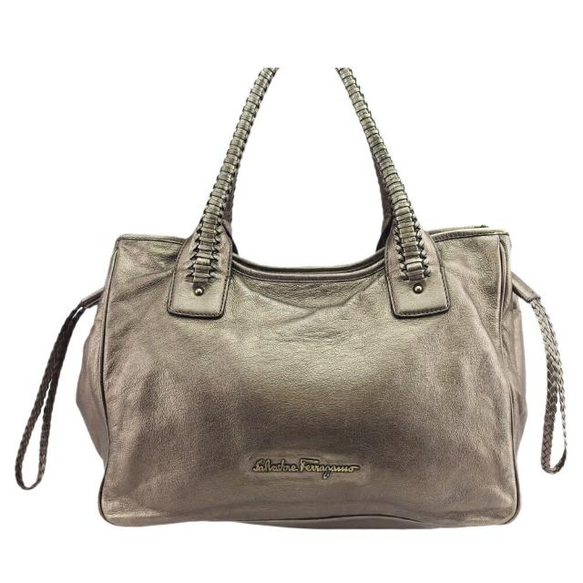 【BIGお買い物ラリー★30%OFFセール中】サルヴァトーレフェラガモ Salvatore Ferragamo トートバッグ ホワイトゴールド レディース 中古