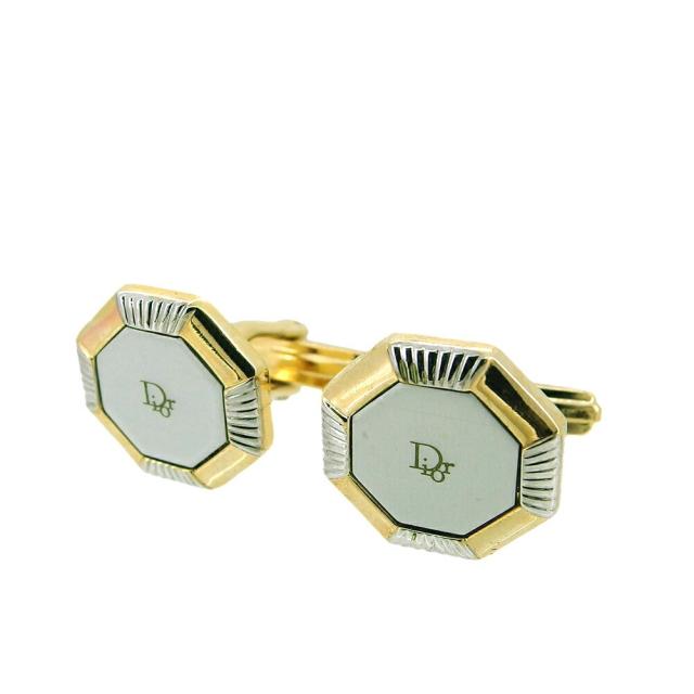 【X'masセール★30%OFF】ディオール Dior カフスDiorロゴ ゴールド　シルバー　ホワイト レディース 中古