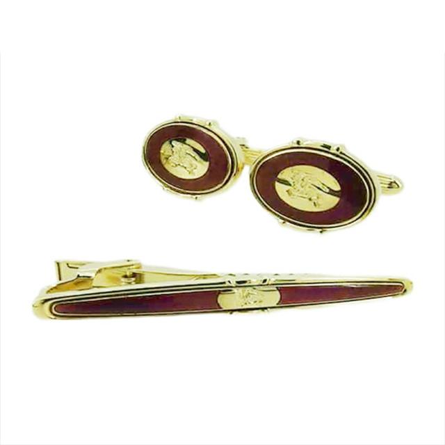 【X'masセール★30%OFF】バーバリー BURBERRY タイピン ボルドー×ゴールド レディース 中古