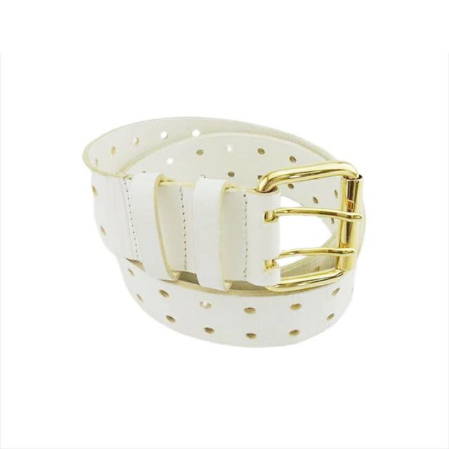 【BIGお買い物ラリー★30%OFFセール中】セリーヌ CELINE ベルト ホワイト×ゴールド レディース 中古
