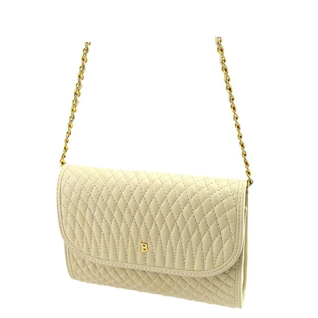 【BIGお買い物ラリー★30%OFFセール中】バリー BALLY ショルダーバッグキルティング アイボリー　ゴールド レディース 中古