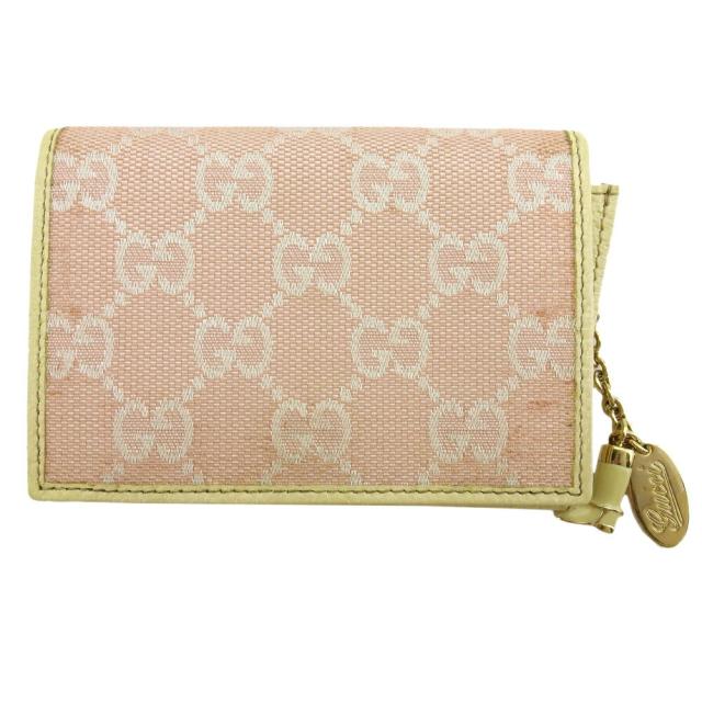 【X'masセール★30%OFF】グッチ GUCCI カードケースGG柄 ピンク　アイボリー レディース 中古