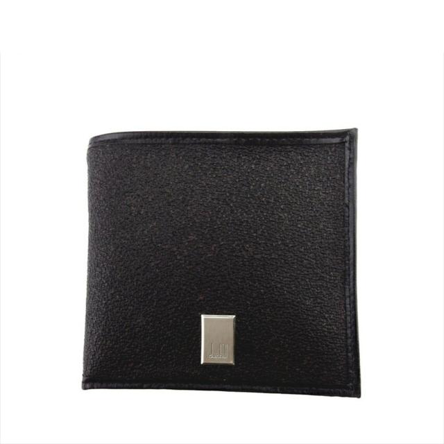 【BIGお買い物ラリー★30%OFFセール中】ダンヒル Dunhill 二つ折り財布ロゴプレート ブラウン シルバー レディース 中古