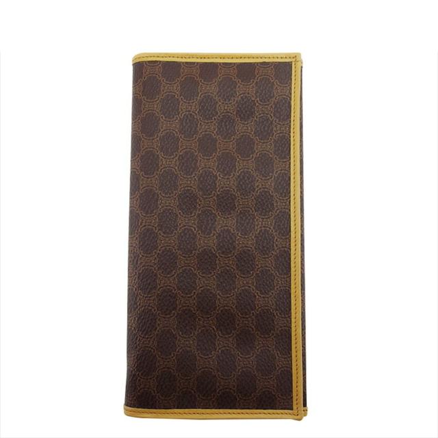 【X'masセール★30%OFF】セリーヌ CELINE 長財布マカダム ブラウン ベージュ レディース 中古
