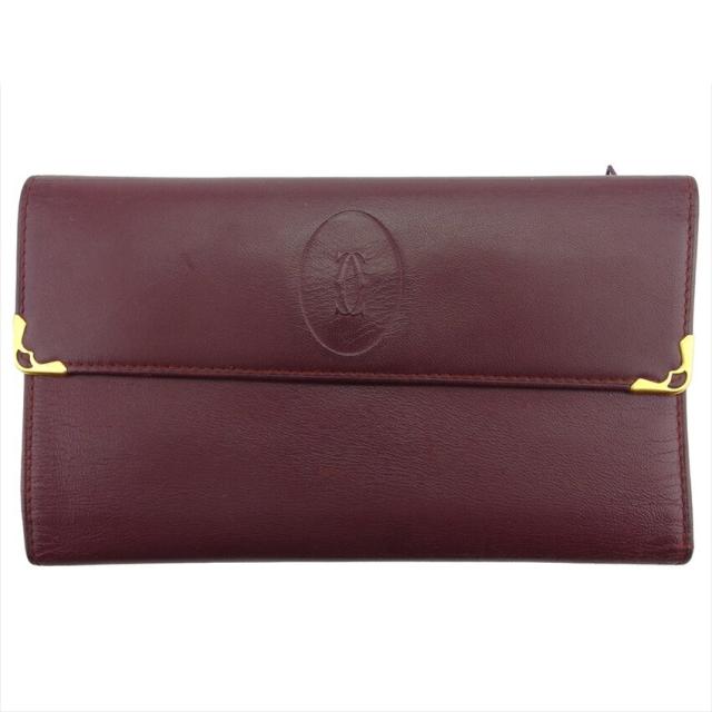 【BIGお買い物ラリー★30%OFFセール中】カルティエ CARTIER 長財布マストライン ボルドー ゴールド レディース 中古