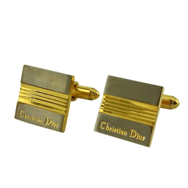 【BIGお買い物ラリー★30%OFFセール中】ディオール Dior カフスロゴ スクエア スウィヴル式 シルバー ゴールド レディース 中古