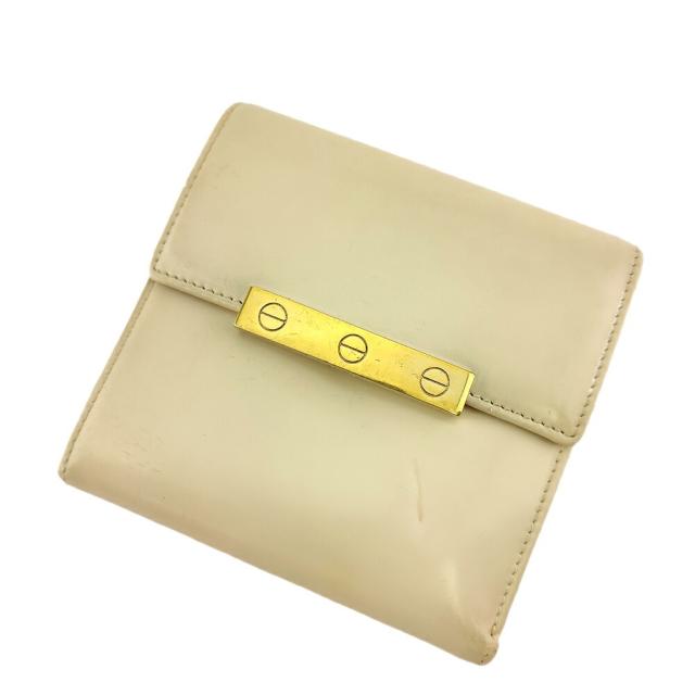 【BIGお買い物ラリー★30%OFFセール中】カルティエ CARTIER 三つ折り財布ラブコレクション ベージュ ゴールド レディース 中古