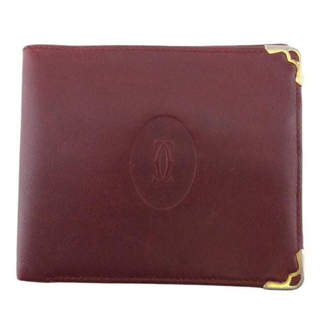 【BIGお買い物ラリー★30%OFFセール中】カルティエ CARTIER 札入れマストライン ボルドー ゴールド レディース 中古