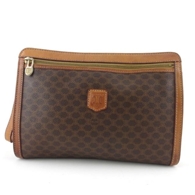 【X'masセール★30%OFF】セリーヌ CELINE クラッチバッグマカダム ブラウン ベージュ レディース 中古