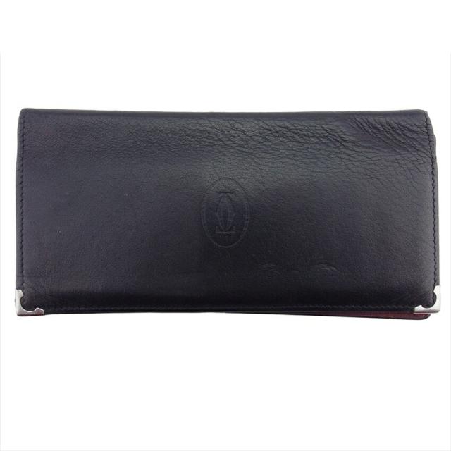 【BIGお買い物ラリー★30%OFFセール中】カルティエ CARTIER 札入れカボション ブラック シルバー ボルドー レディース 中古