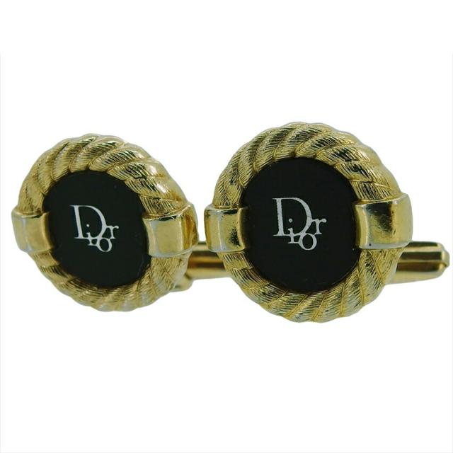 【X'masセール★30%OFF】ディオール Dior カフス ゴールド×ブラック レディース 中古