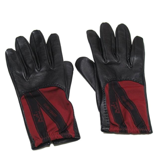 【BIGお買い物ラリー★30%OFFセール中】エルメス HERMES 手袋レザー ♯6ハーフサイズ ブラック ボルドー レディース 中古