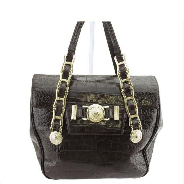 【BIGお買い物ラリー★30%OFFセール中】ヴェルサーチ VERSACE ハンドバッグ ダークブラウン レディース 中古