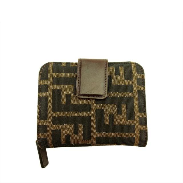 【BIGお買い物ラリー★30%OFFセール中】フェンディ FENDI 二つ折り財布ズッカ ブラック ベージュ ブラウン レディース 中古