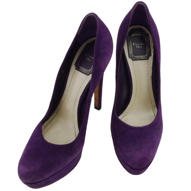 【BIGお買い物ラリー★30%OFFセール中】ディオール Dior パンプスハイヒール ♯36ハーフ プラットフォーム パープル ゴールド レディース 中古