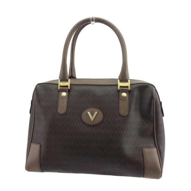 【BIGお買い物ラリー★30%OFFセール中】マリオ・ヴァレンティノ MARIO VALENTINO ボストンバッグVマーク ブラウン ゴールド シルバー レディース 中古