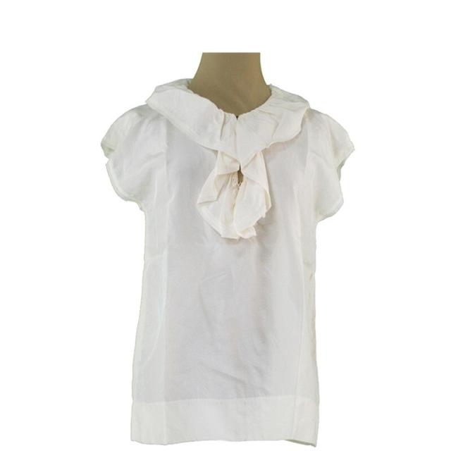 【BIGお買い物ラリー★30%OFFセール中】フェンディ FENDI ブラウスフリル ♯40サイズ ベージュ レディース 中古