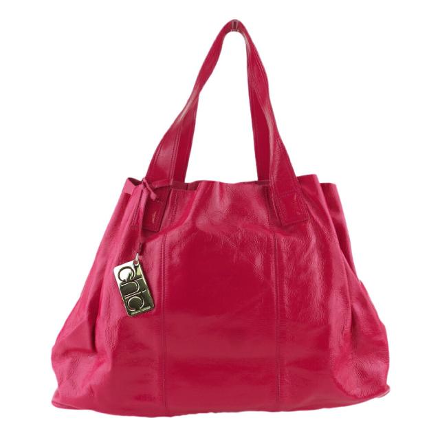 【BIGお買い物ラリー★30%OFFセール中】フランチェスコ・ビアジア FRANCESCO BIASIA トートバッグchicプレート 内側巾着袋付き ピンク シルバー レディース 中古