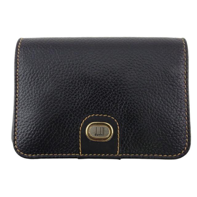 【BIGお買い物ラリー★30%OFFセール中】ダンヒル Dunhill カードケースロゴプレート ブラック ゴールド シルバー レディース 中古
