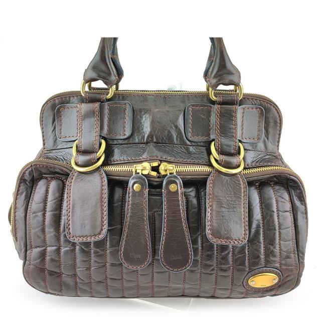 【BIGお買い物ラリー★30%OFFセール中】クロエ Chloe トートバッグベイ ブラウン ゴールド レディース 中古