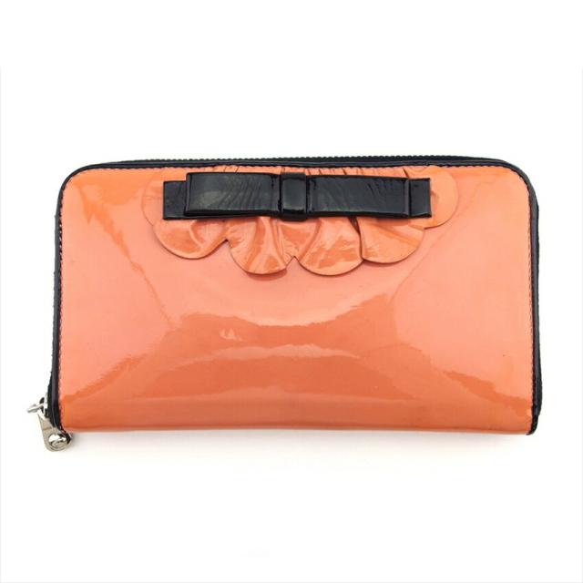 【BIGお買い物ラリー★30%OFFセール中】ミュウミュウ MIUMIU 長財布リボン フリル ピンク ブラック シルバー レディース 中古