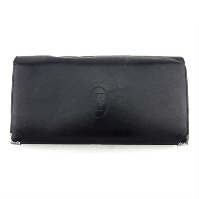 【BIGお買い物ラリー★30%OFFセール中】カルティエ CARTIER 長財布カボション ブラック シルバー ボルドー レディース 中古