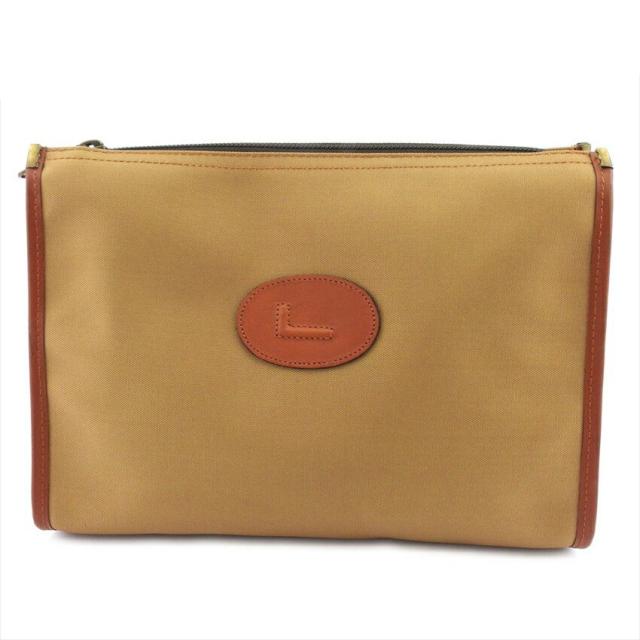 【BIGお買い物ラリー★30%OFFセール中】ランセル LANCEL クラッチバッグLマーク ベージュ ブラウン ゴールド レディース 中古