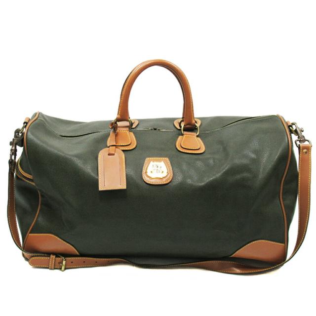 【X'masセール★30%OFF】ランセル LANCEL ボストンバッグロゴプレート 2WAYショルダー グリーン ブラウン ゴールド レディース 中古