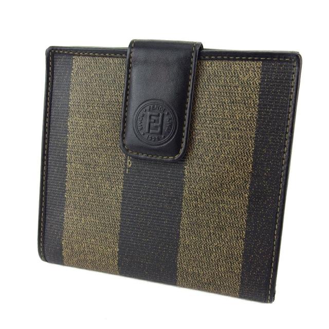 【BIGお買い物ラリー★30%OFFセール中】フェンディ FENDI 二つ折り財布ペカン ブラック ベージュ レディース 中古