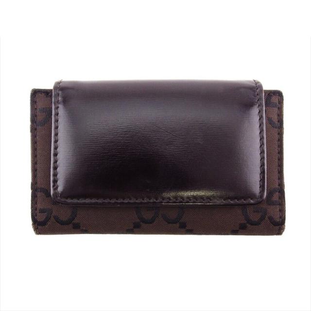 【BIGお買い物ラリー★30%OFFセール中】グッチ GUCCI キーケースGGキャンバス ブラウン ブラック シルバー レディース 中古