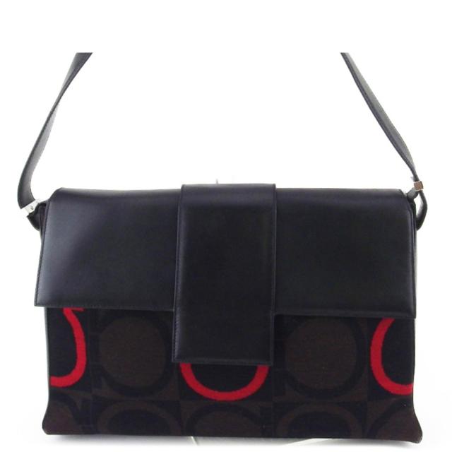 【BIGお買い物ラリー★30%OFFセール中】サルヴァトーレフェラガモ Salvatore Ferragamo ショルダーバッグガンチーニ柄 ブラック ブラウン レッド レディース 中古