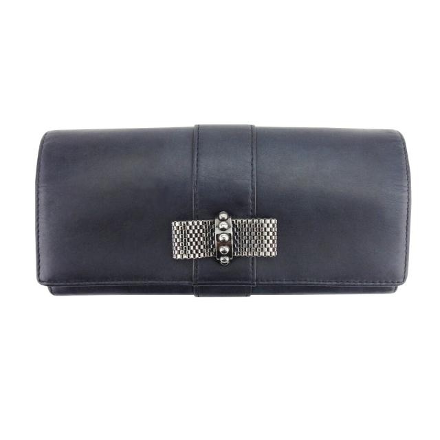 【X'masセール★30%OFF】クリスチャンルブタン Christian Louboutin 長財布スイートチャリティー メタルリボン ブラック ネイビー レッド レディース 中古